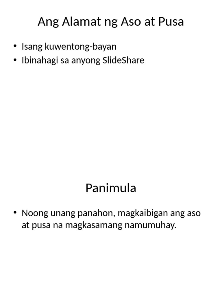 Ang Alamat NG Aso at Pusa | PDF