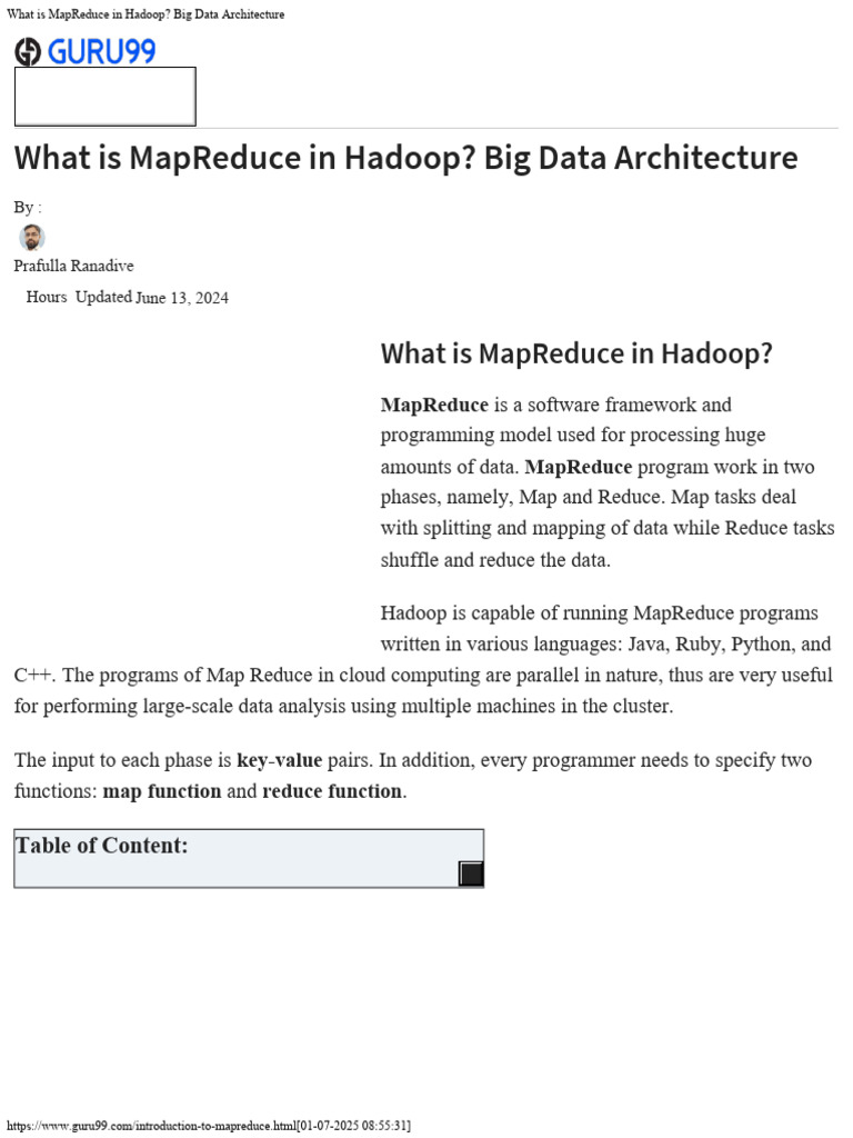 What is MapReduce in Hadoop Big Data Architecture | PDF | Map Reduce ...