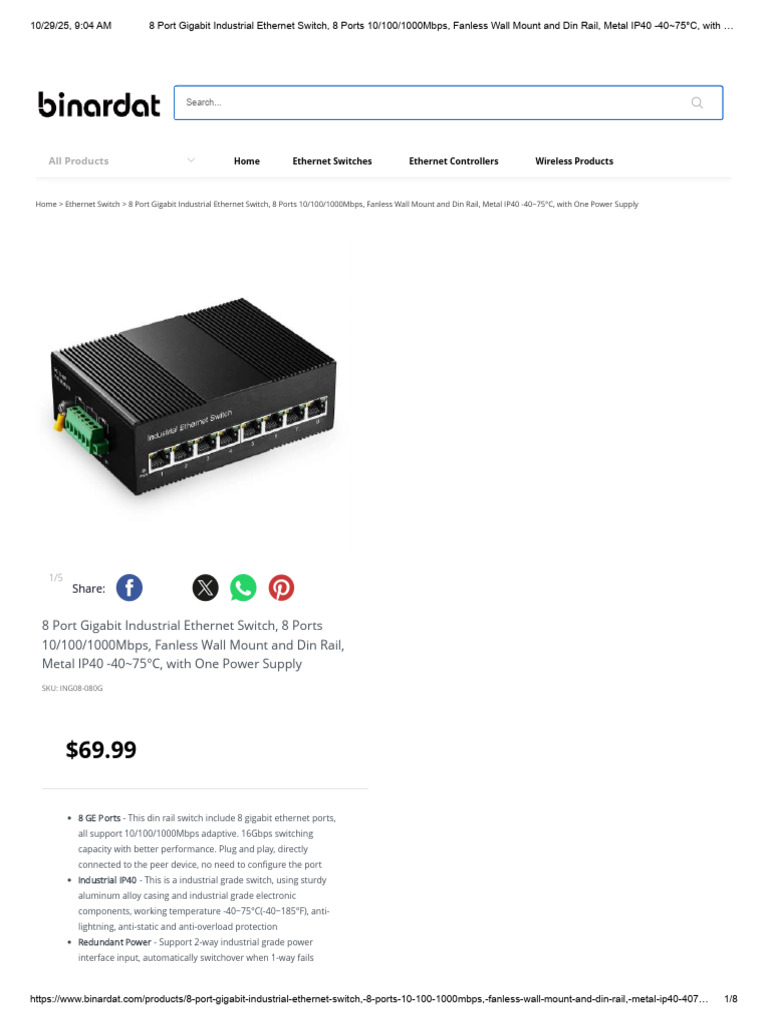 Binardat 8 Port Gigab - Compressed | PDF | Network Switch | Computer ...