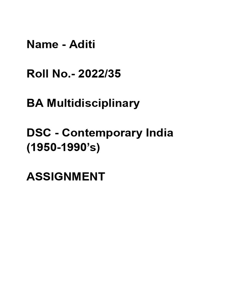 DSC ASSIGNMENT | PDF | Indian National Congress | Political Science