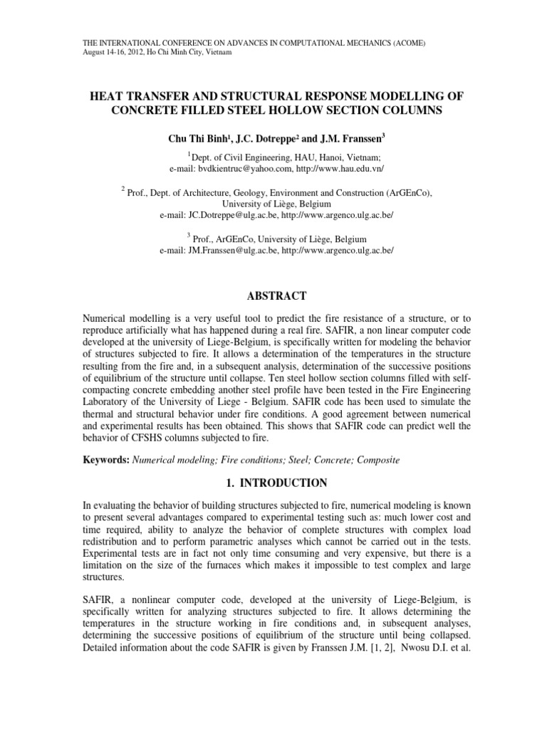 Fire Resistance of Concrete-Filled Steel Columns | PDF | Deformation ...