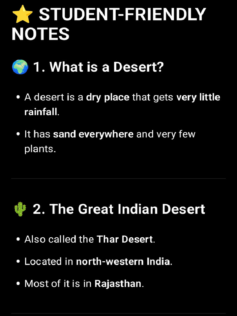 The Great Indian Desert Class 4 ICSE Notes and Questions Geography ...