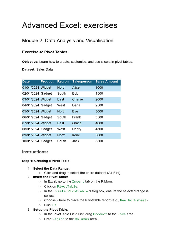 Advanced+Excel+Exercises_+Module+2[1] | PDF | Information Science ...