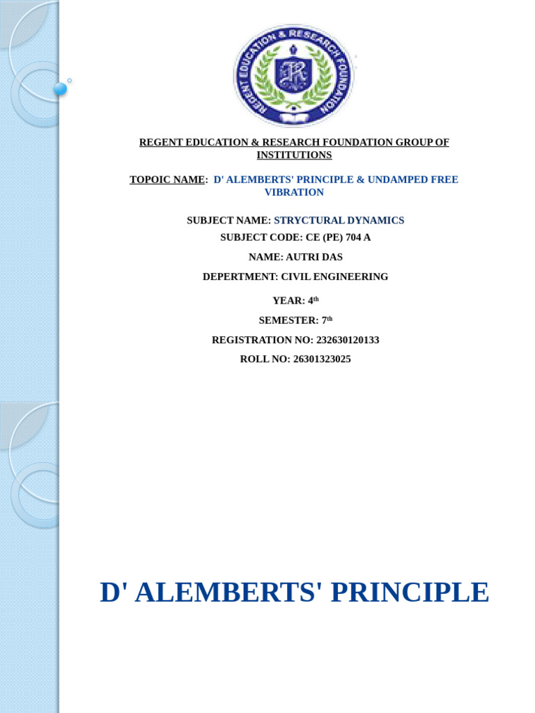 D'Alembert's Principle in Dynamics | PDF | Force | Theoretical Physics