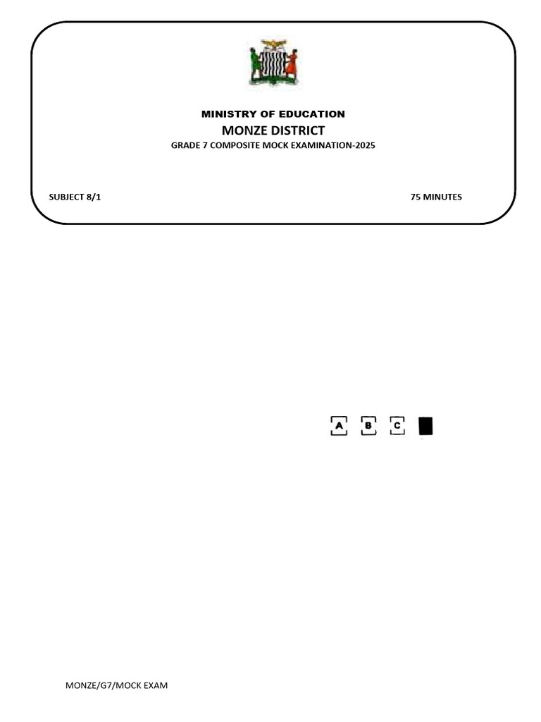 Grade Seven District CTS Mock Examination 2025 | PDF