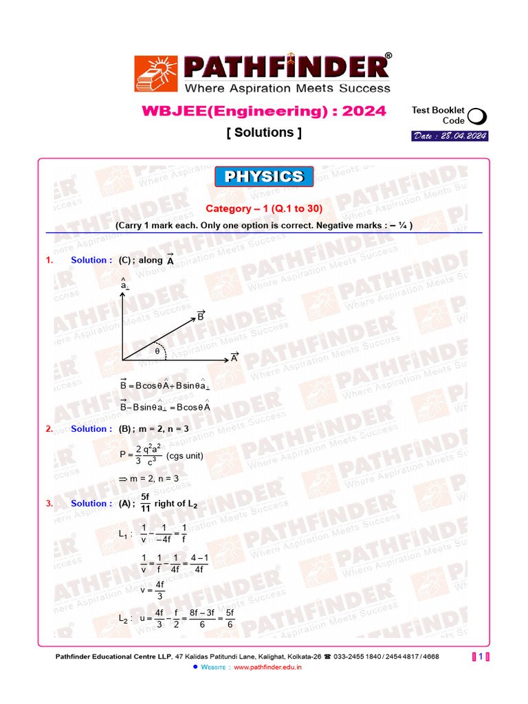 Physics WBJEE 2024 Detail Solution Final | PDF | Chess Openings | Chess