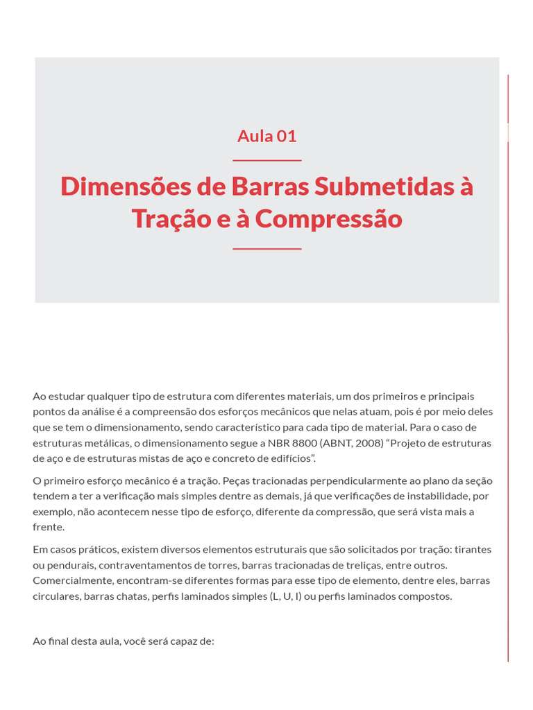 Tração e Compressão em Estruturas Metálicas | PDF | Estresse (Mecânica ...