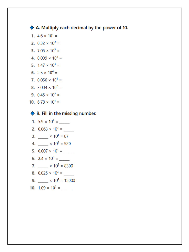 Multiply by Powers of 10 | PDF