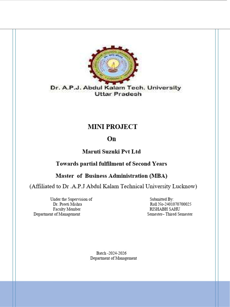 Maruti Suzuki Pvt Ltd 3 Sem | PDF | Analytics