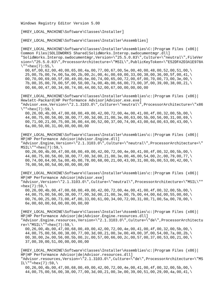 SolidWorks and HP Advisor Registry Keys | PDF | Windows Registry ...