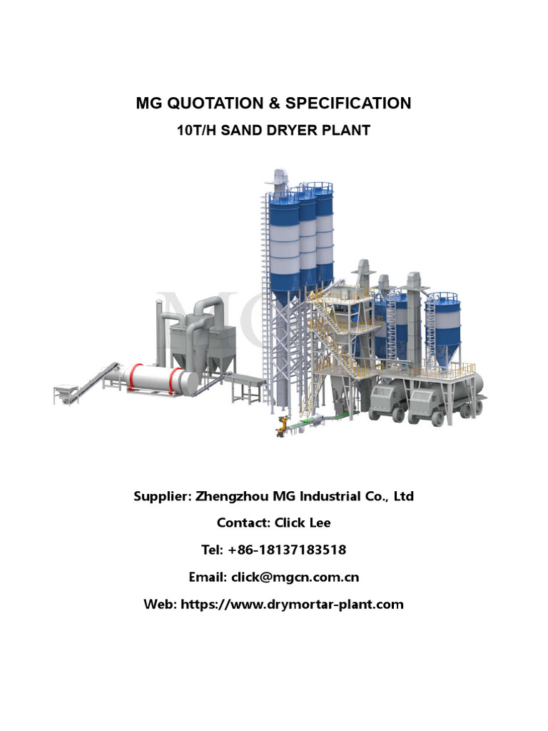MG Quotation & Specification: 10T/H Sand Dryer Plant | PDF | Electric ...