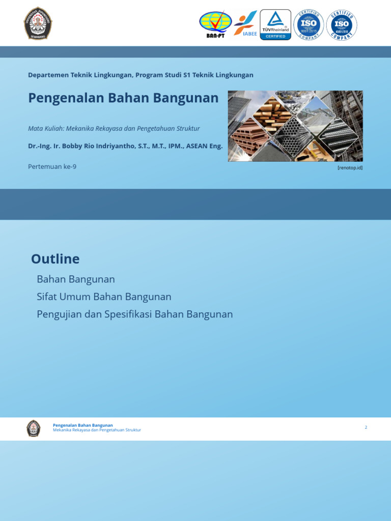 Pengenalan Bahan Bangunan Teknik Lingkungan | PDF