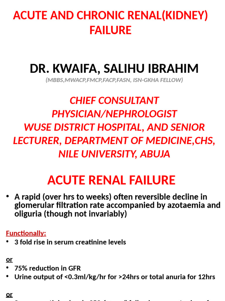 DR KWAIFA RENAL OR KIDNEY FAILURE | PDF | Chronic Kidney Disease ...
