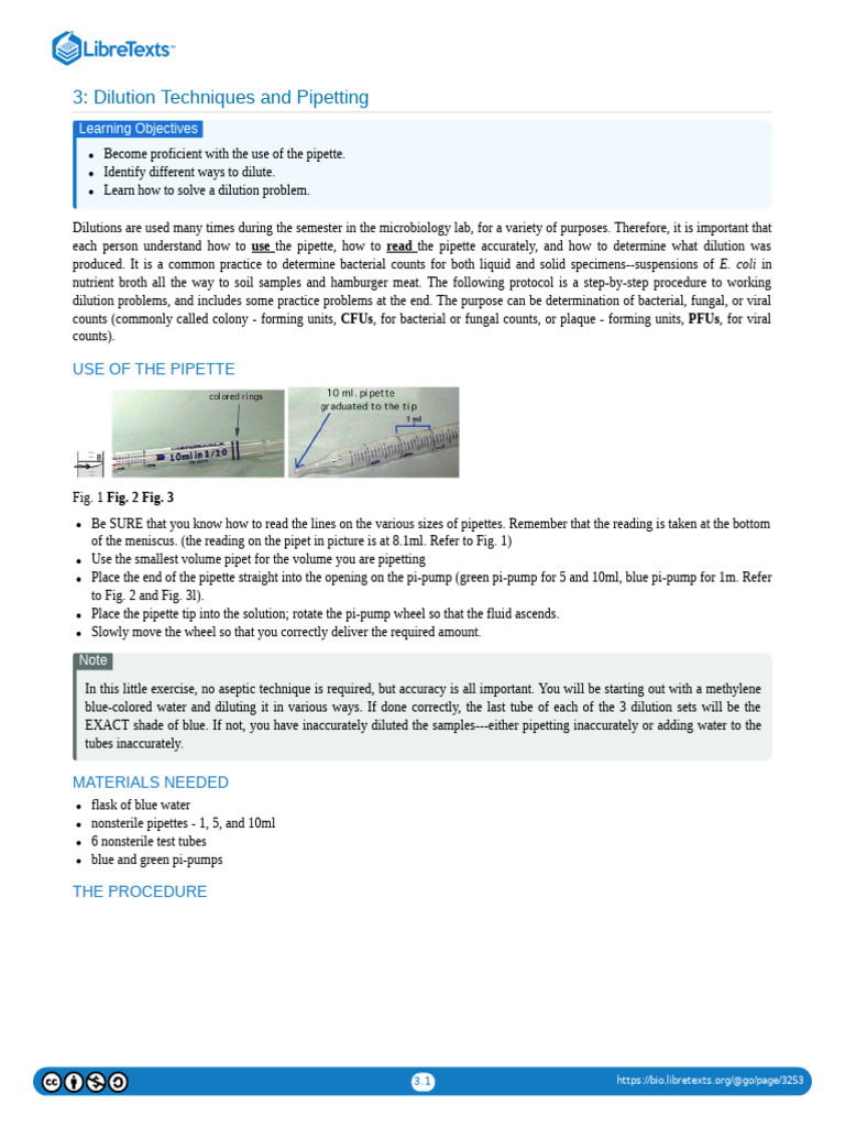 03 Dilution Techniques and Pipetting | PDF