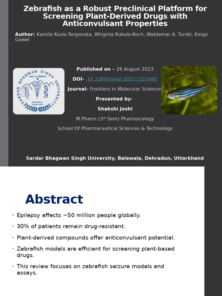 Zebrafish JC 1 | PDF | Epilepsy | Clinical Medicine