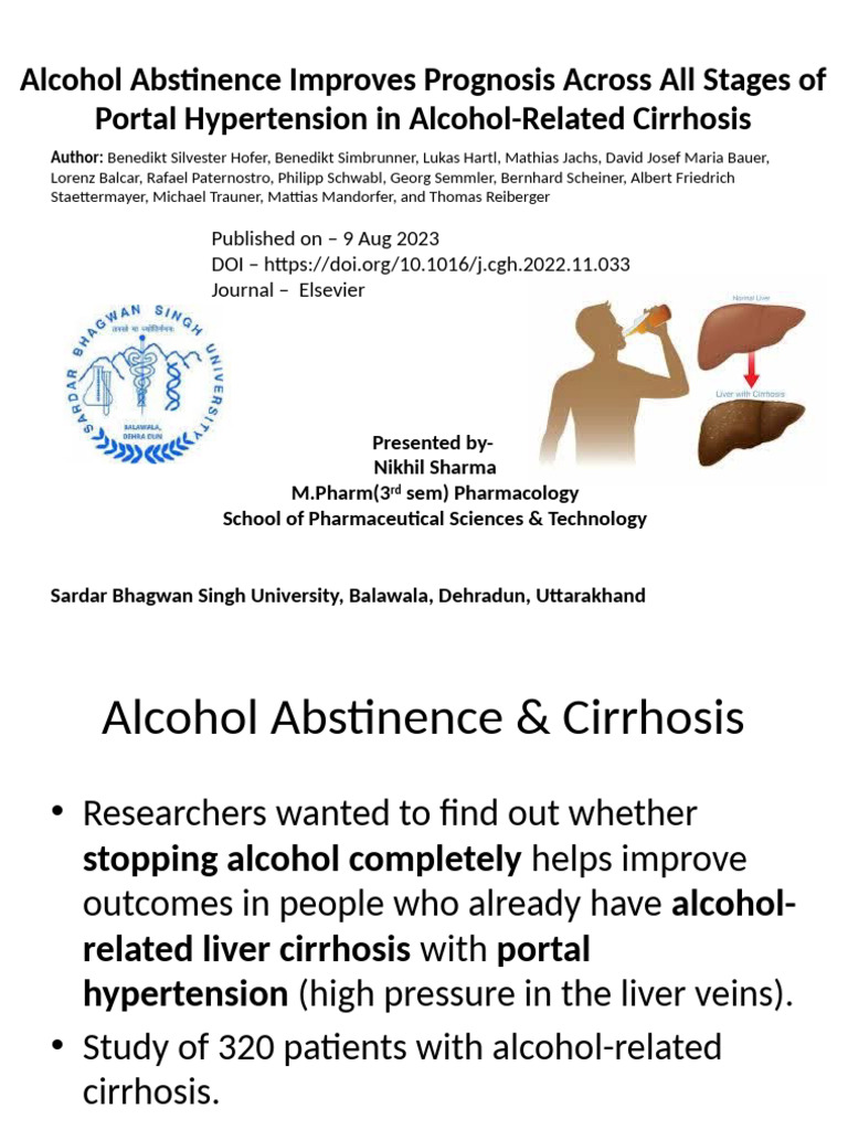 Alcohol Abstinence Benefits in Cirrhosis | PDF | Cirrhosis | Medical ...