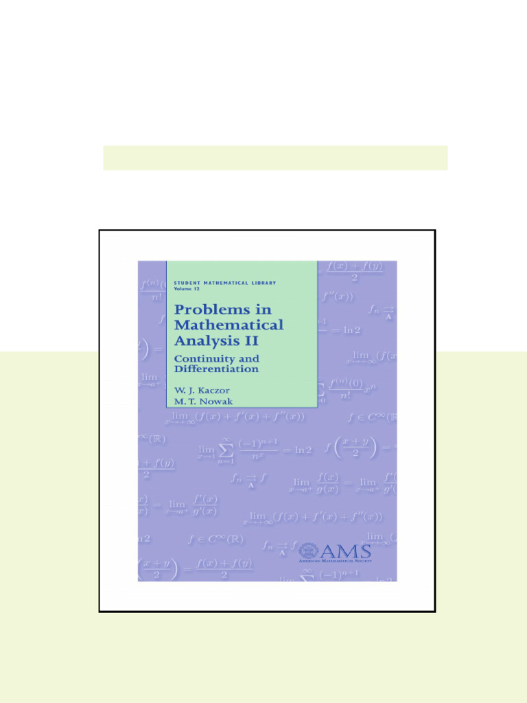 Problems in Mathematical Analysis II sample | PDF