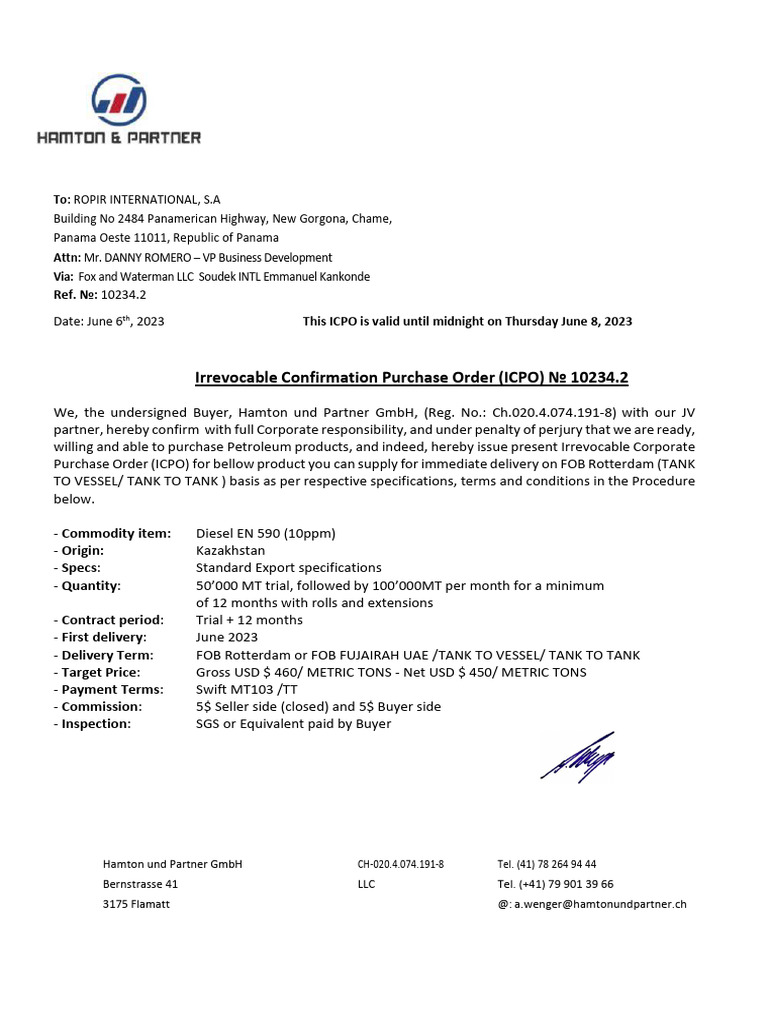 ICPO ROPIR INTERNATIONAL, prc.n°2_v2 | PDF | Procurement