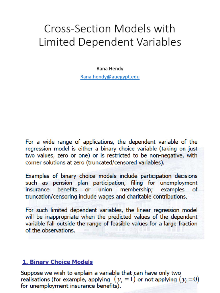 Binary Choice Models-Apply Quant | PDF