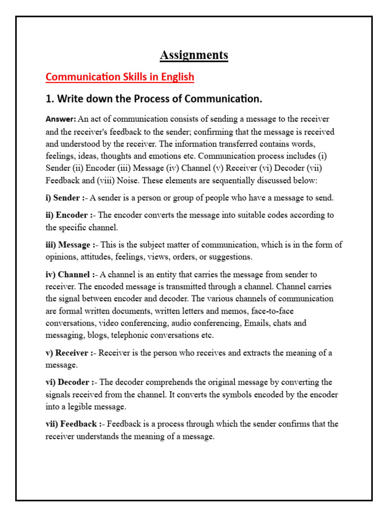 English Assignments | PDF | Communication | Cognition