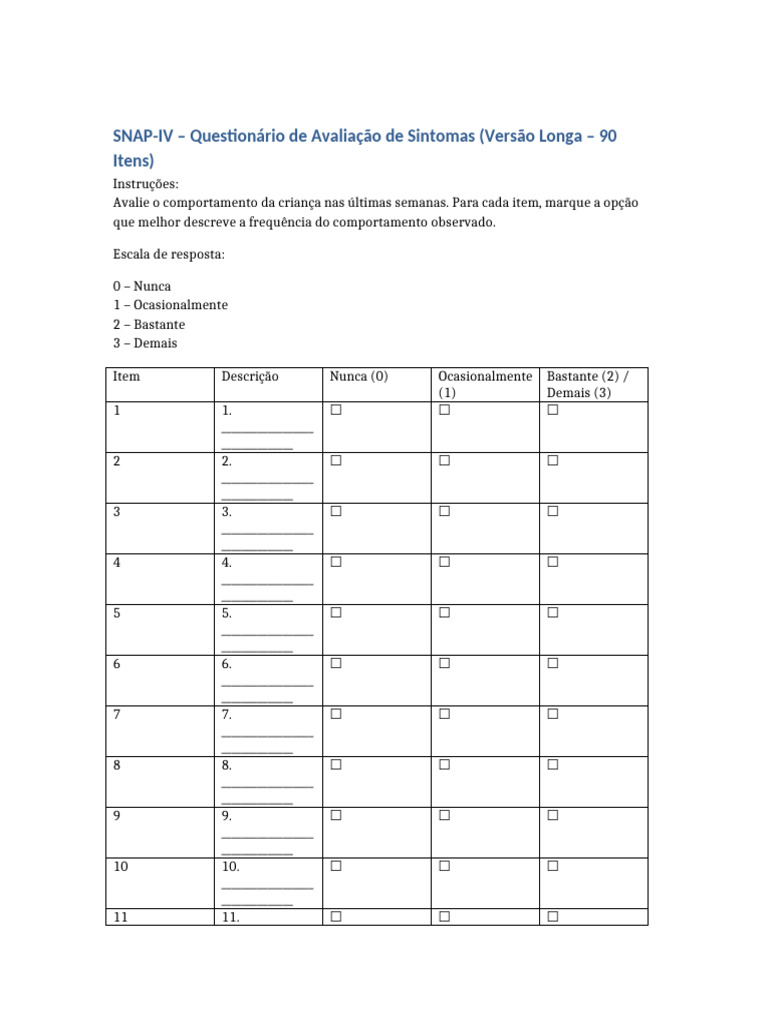 Snap-IV 90 Itens | PDF