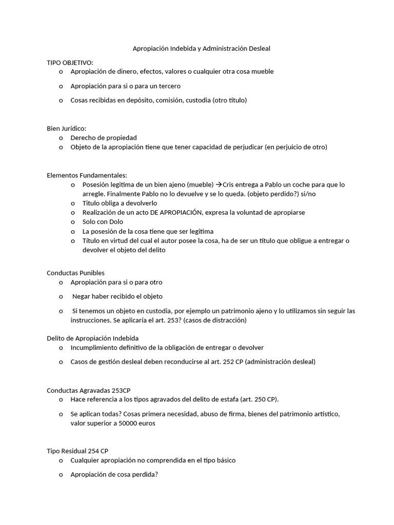 Apropiación Indebida y Administración Desleal | PDF | Bienes (Ley ...