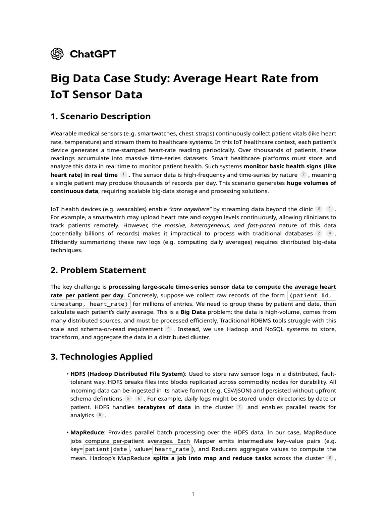 Big Data Case Study_ Average Heart Rate from IoT Sensor Data | PDF ...