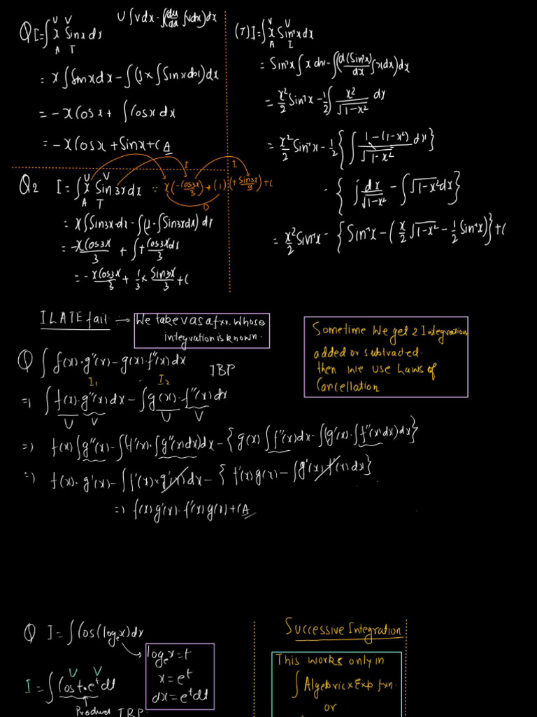 Indefinite Integration - L-10 (Class Notes) - IBP Complete | PDF