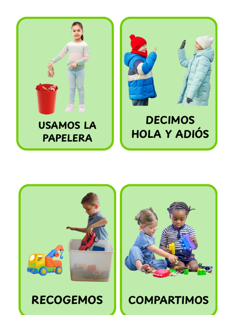 Tarjetas Educativas Normas de Aula Sencillas Verde y Azul | PDF