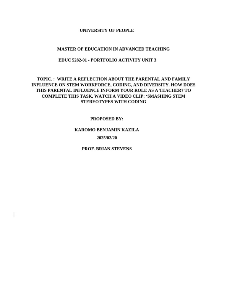 Bkaromo - EDUC 5282 Education PORTFOLIO - 4. Edited | PDF | Science ...