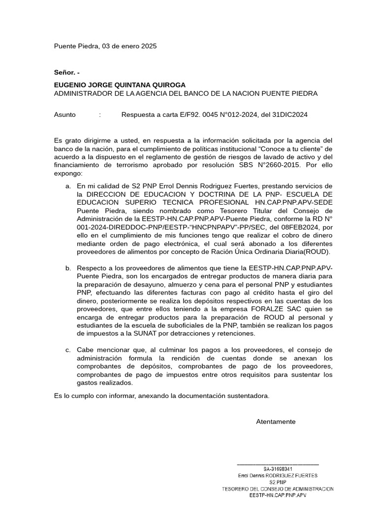 Carta Banco Nacion | PDF | Bancos | Dinero