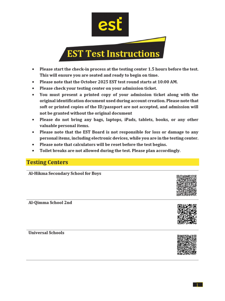 EST Instructions Oct 2025 | PDF | Calculator | Computing