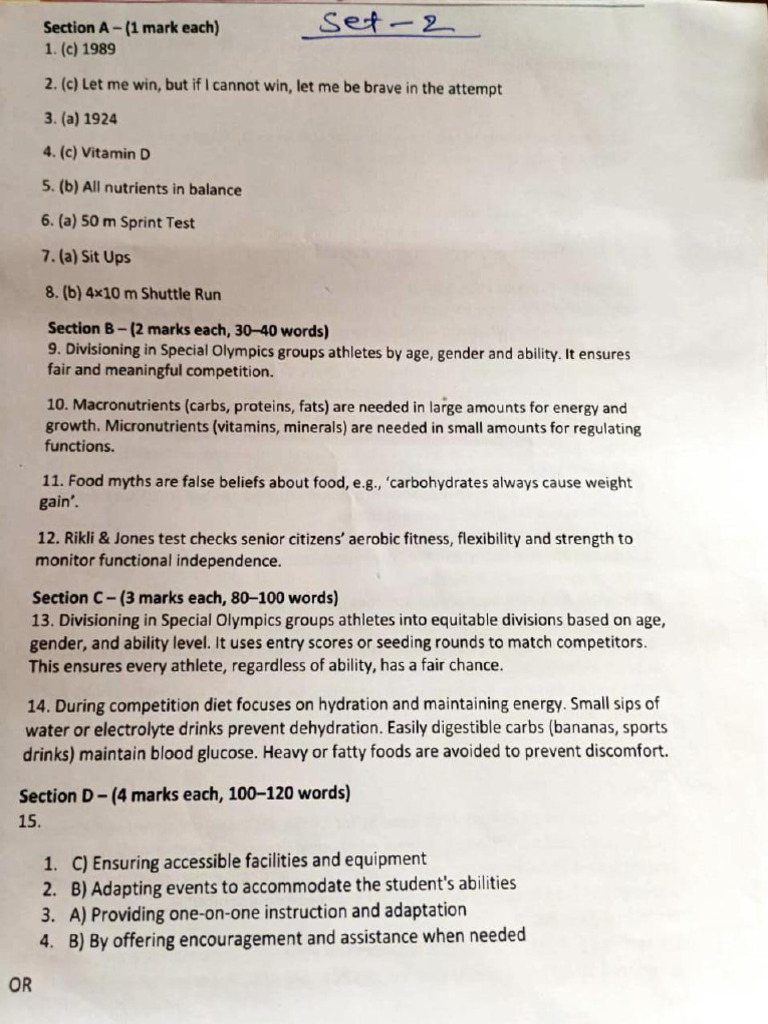 Set 2 Answer Sheet | PDF