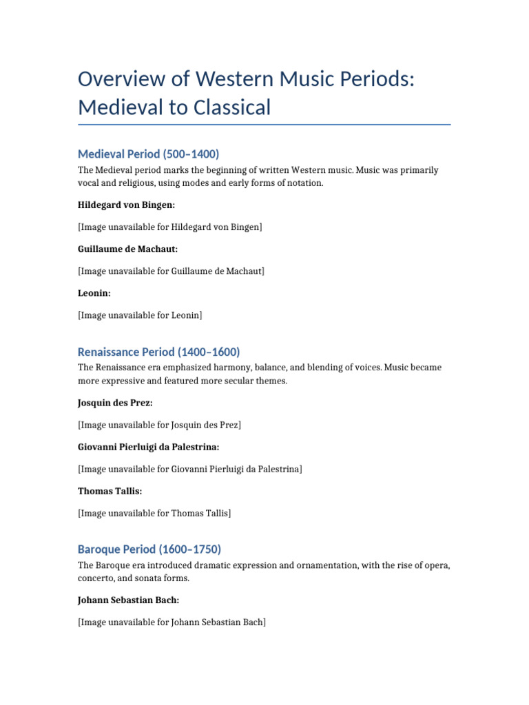 Music Periods Overview With Images | PDF