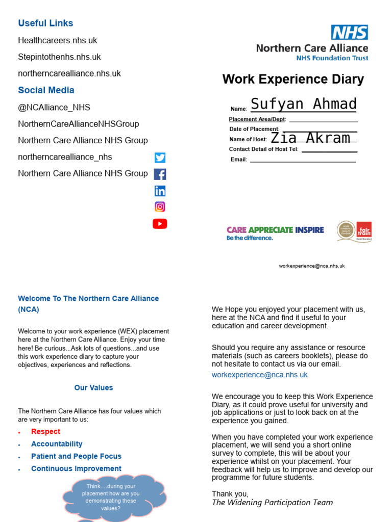 Work Experience Diary | PDF | Goal