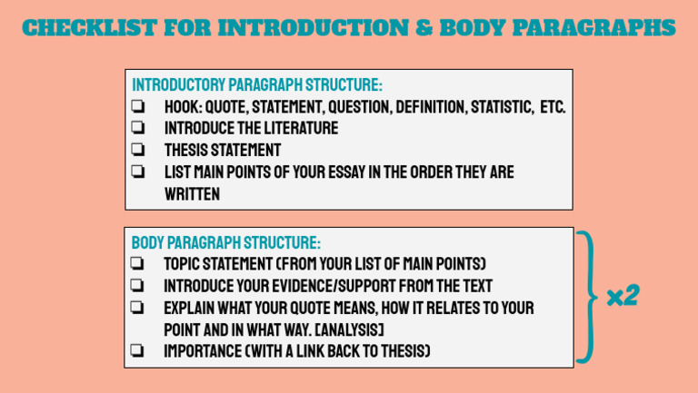 Introduction & Body Paragraph Checklist | PDF