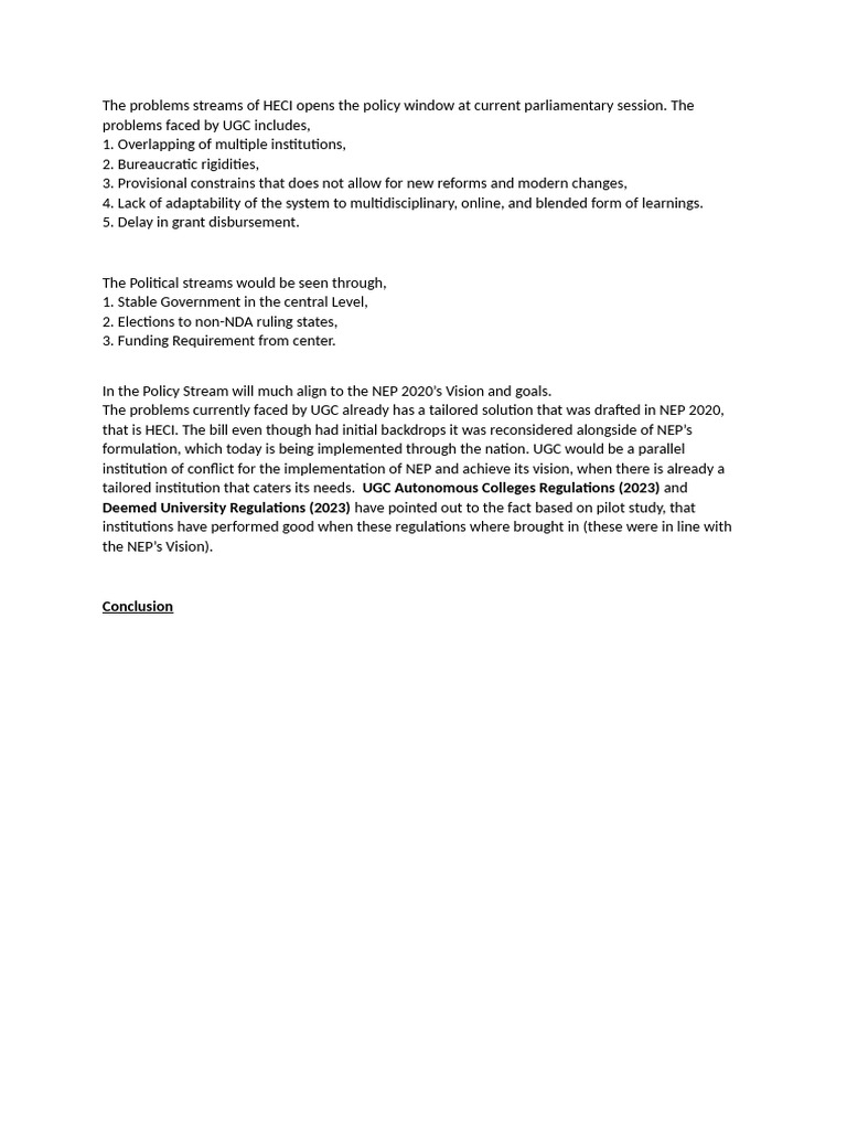 Policy Window of HECI | PDF