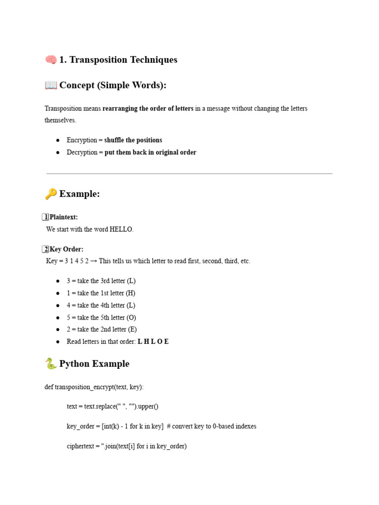 Lab manual 4 Transposition Techniques | PDF | Cipher | Encryption