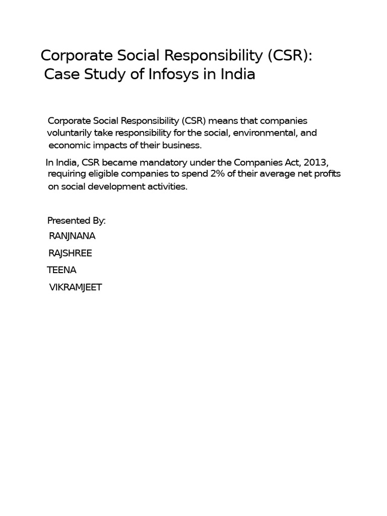 Infosys CSR Initiatives in India | PDF | Corporate Social ...