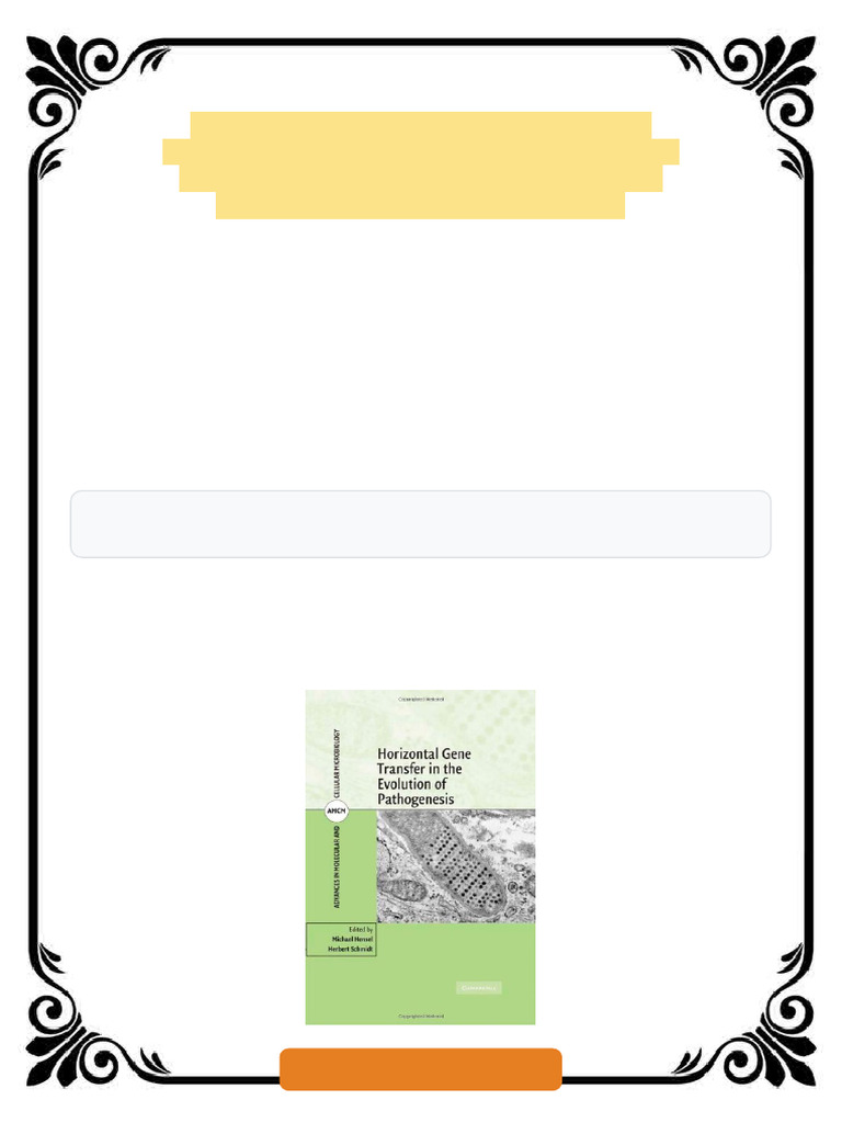 Horizontal Gene Transfer in Evolution and Pathogenesis Advances in ...