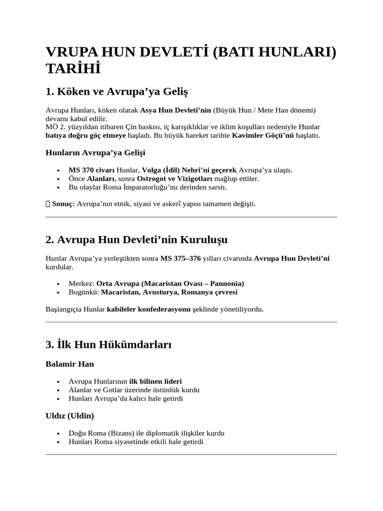 Avrupa Hun Devleti̇ | PDF