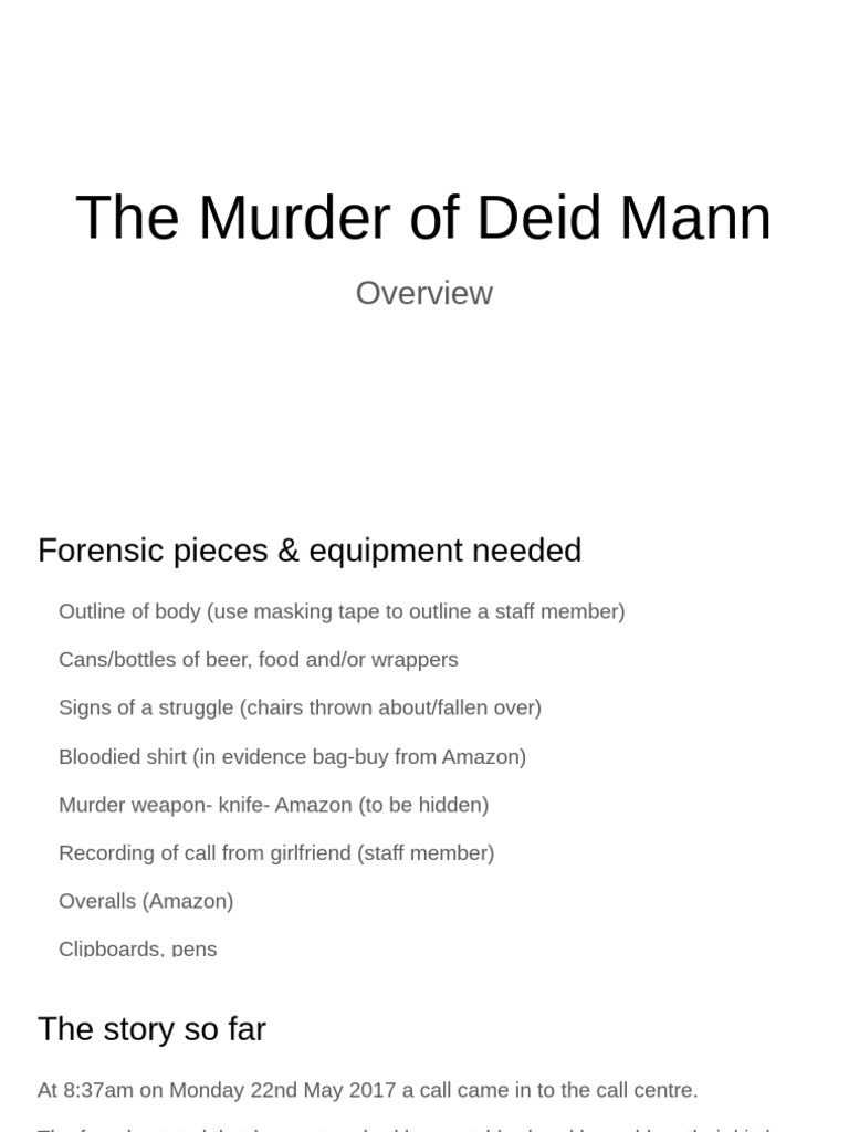Deid Mann Murder Case Overview | PDF