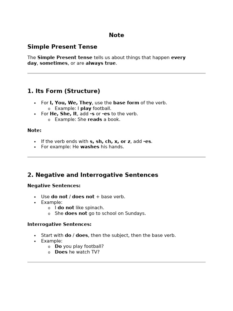 Simple Present Tense | PDF | Adjective | Linguistic Morphology