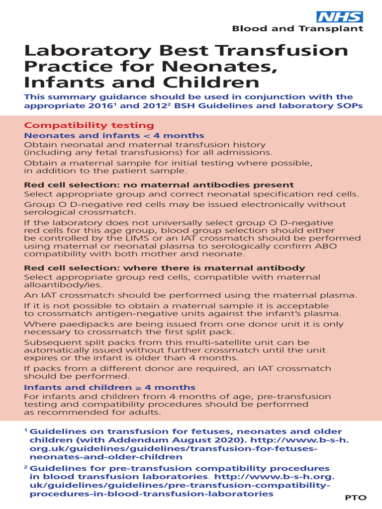 Best Transfusion Practices for Pediatrics | PDF | Medical Specialties ...