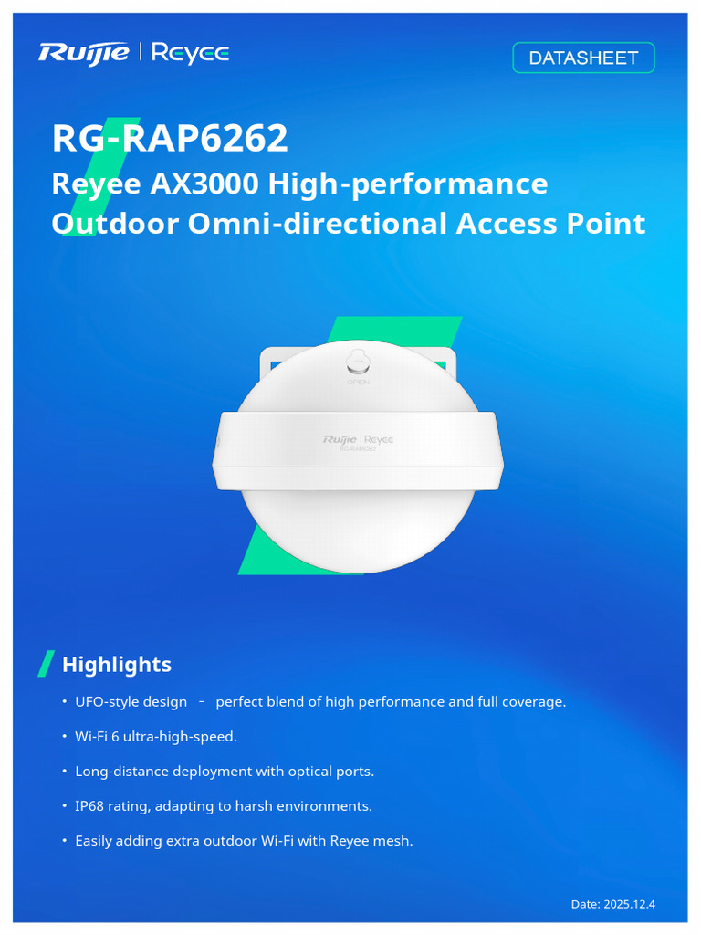 RG-RAP6262_Datasheet_Official_2025-12-04 | PDF | Wi Fi | Ieee 802.11