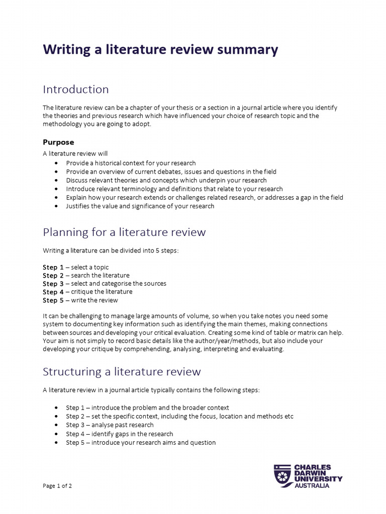 Writing a Literature Review Guide | PDF | Literature Review | Methodology