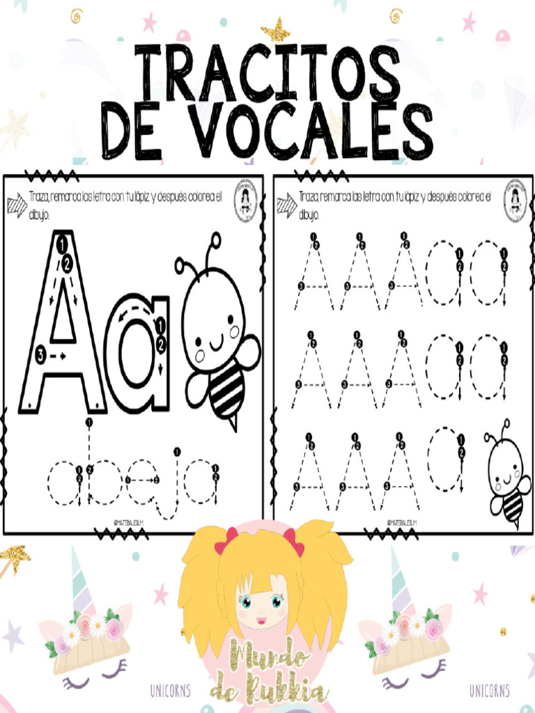 Cuaderno para Practicar Trazos de Vocales Recopilado Por Mundo de ...