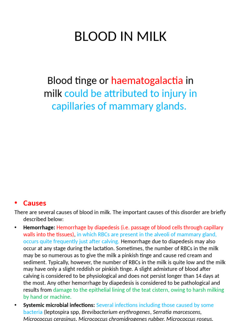 3-Blood in Milk | PDF | Milk | Medical Specialties