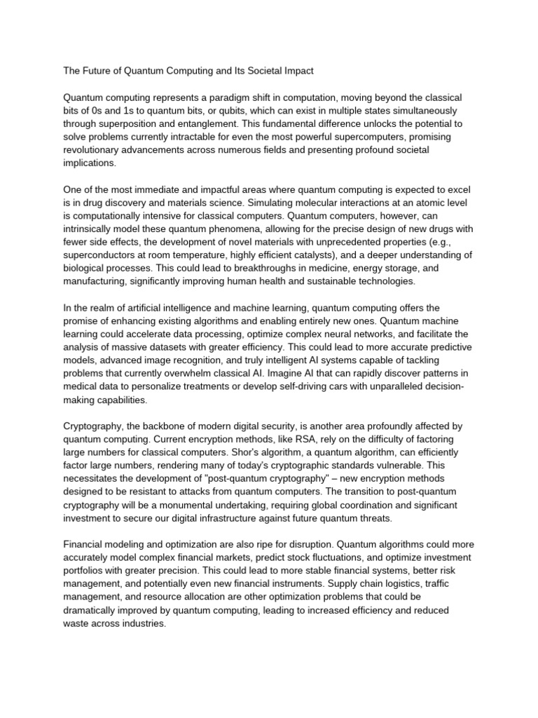 Quantum Computing: Future & Impact | PDF | Quantum Computing ...