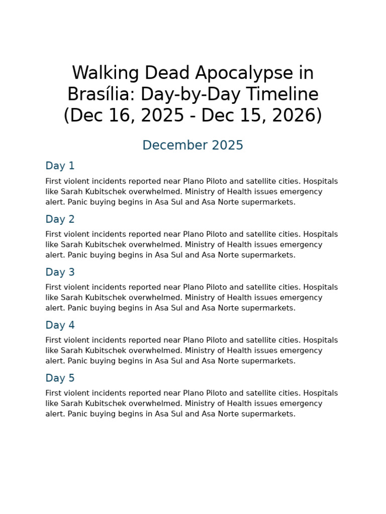 Walking Dead Brasilia 365 Day Timeline | PDF